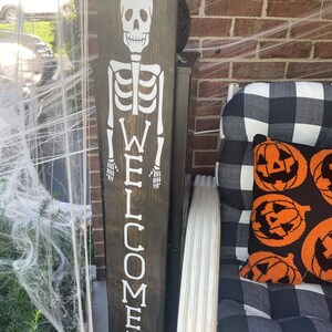 Skeleton Welcome Sign| Skeleton Porch Sign| Skeleton Halloween Sign ...