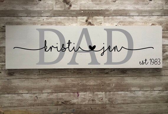 Dad Sign Fathers Day Gift Dad and Kids Sign L Established | Etsy