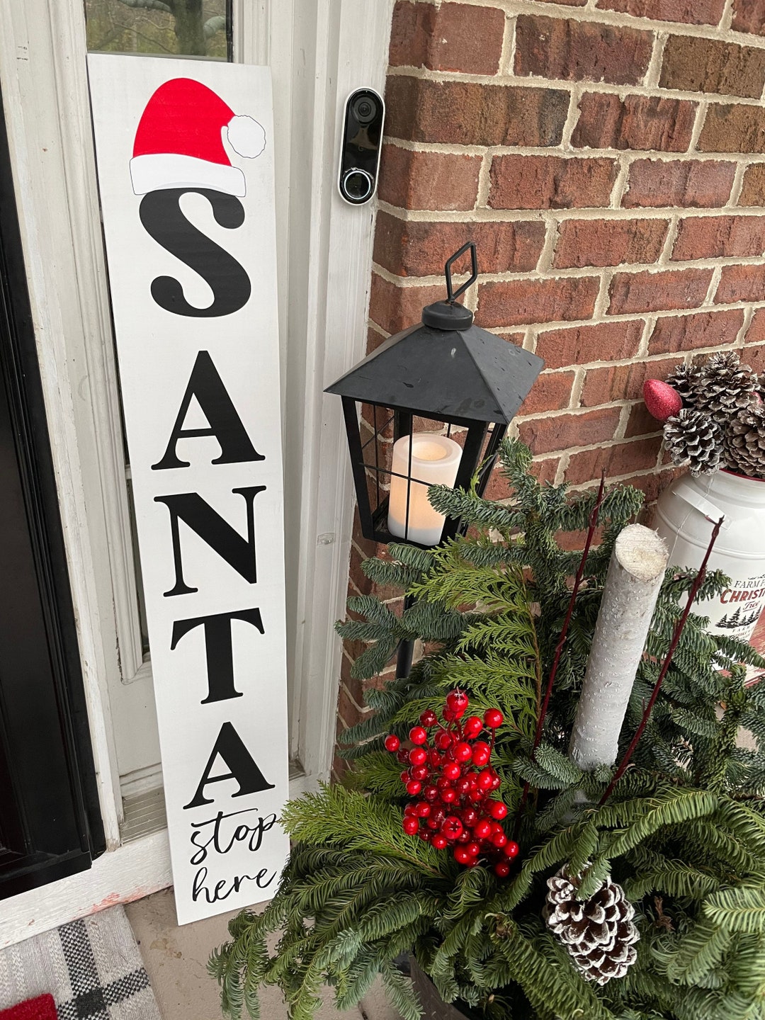 SANTA Stop Here Welcome Sign SANTA Stop Here Holiday Sign SANTA Stop ...