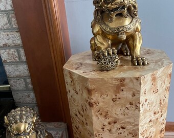 Custom Made to Order Genuine Burl Wood Pedestal Cube End Table ...