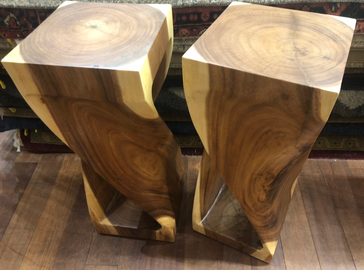 Acacia Wood Twisted Side Table Teak Wood Plant Stand Twisted - Etsy