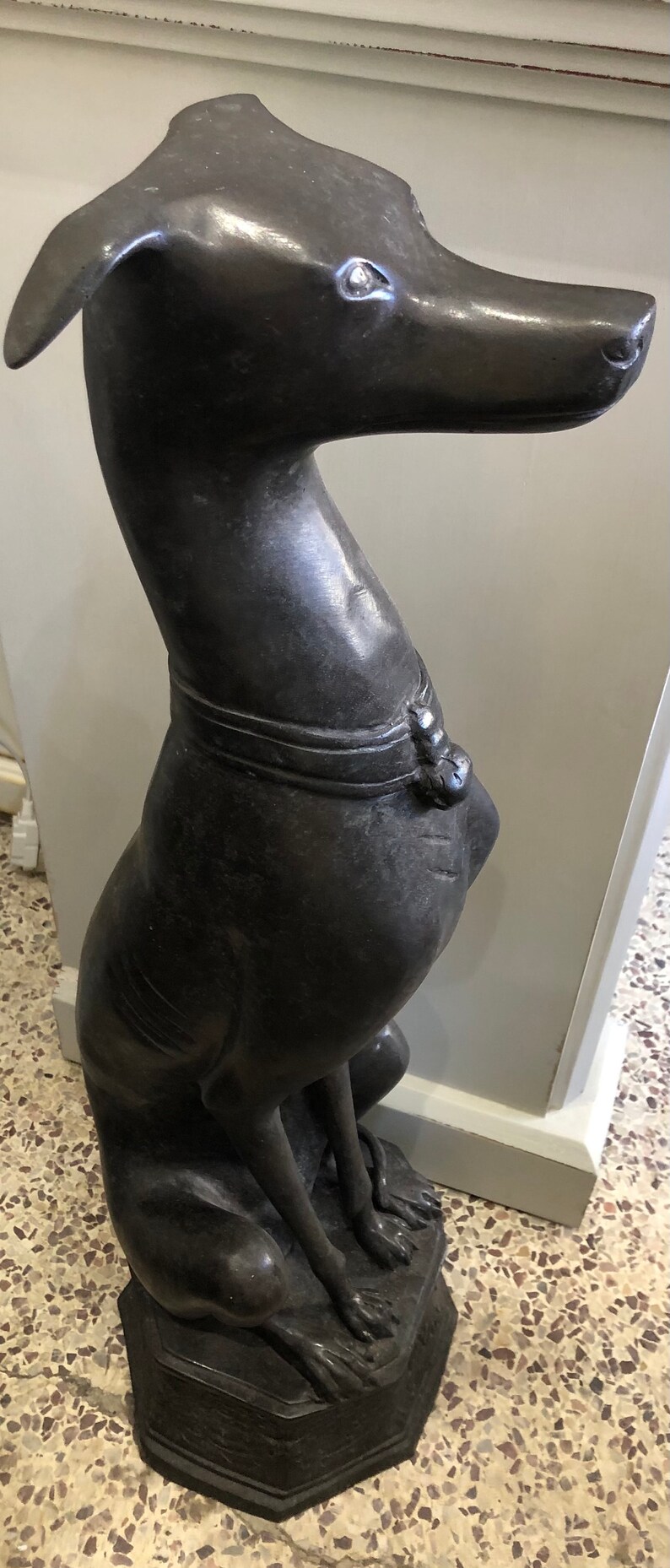 Set of Large Bronze Greyhound Sculptures Guard Dog Statues Pet - Etsy