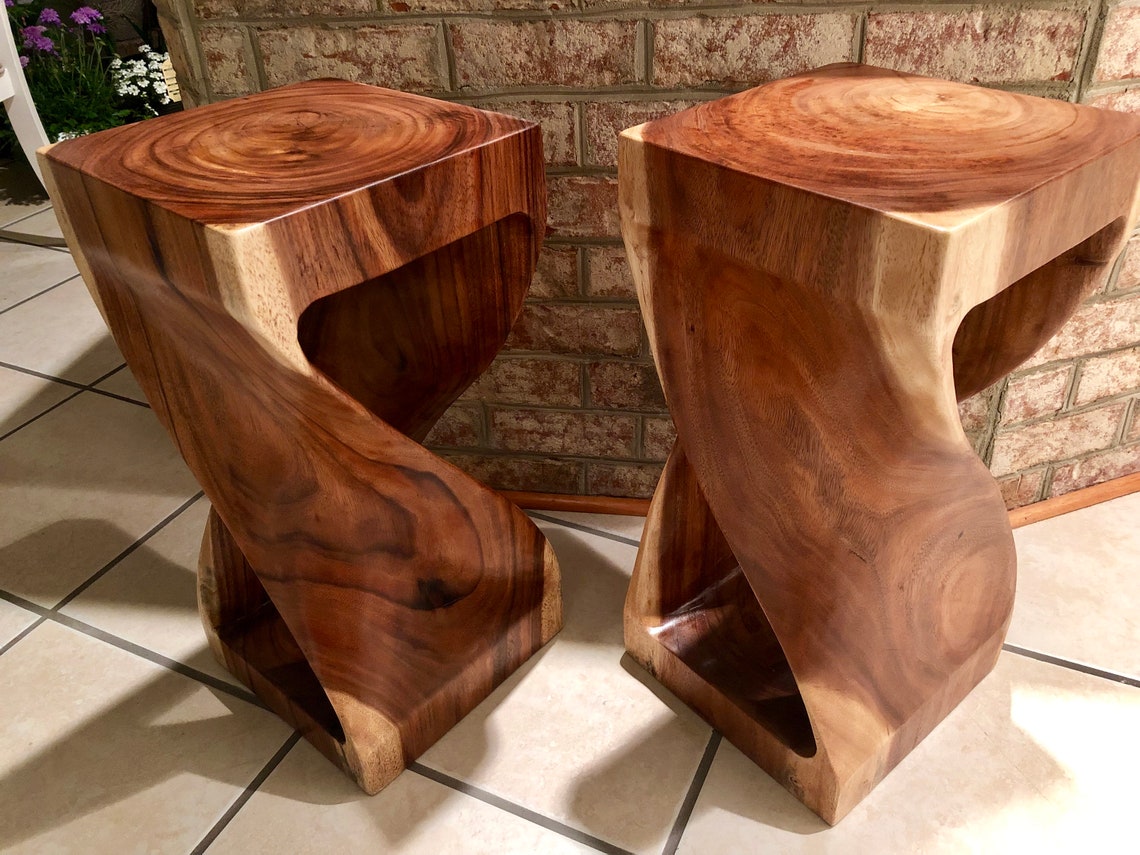 Acacia Wood Twisted Side Table Teak Wood Plant Stand Twisted - Etsy
