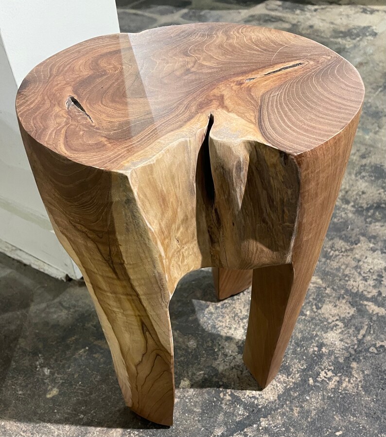 Organic Teak Root Stool, Natural Wood Plant Stand - Etsy