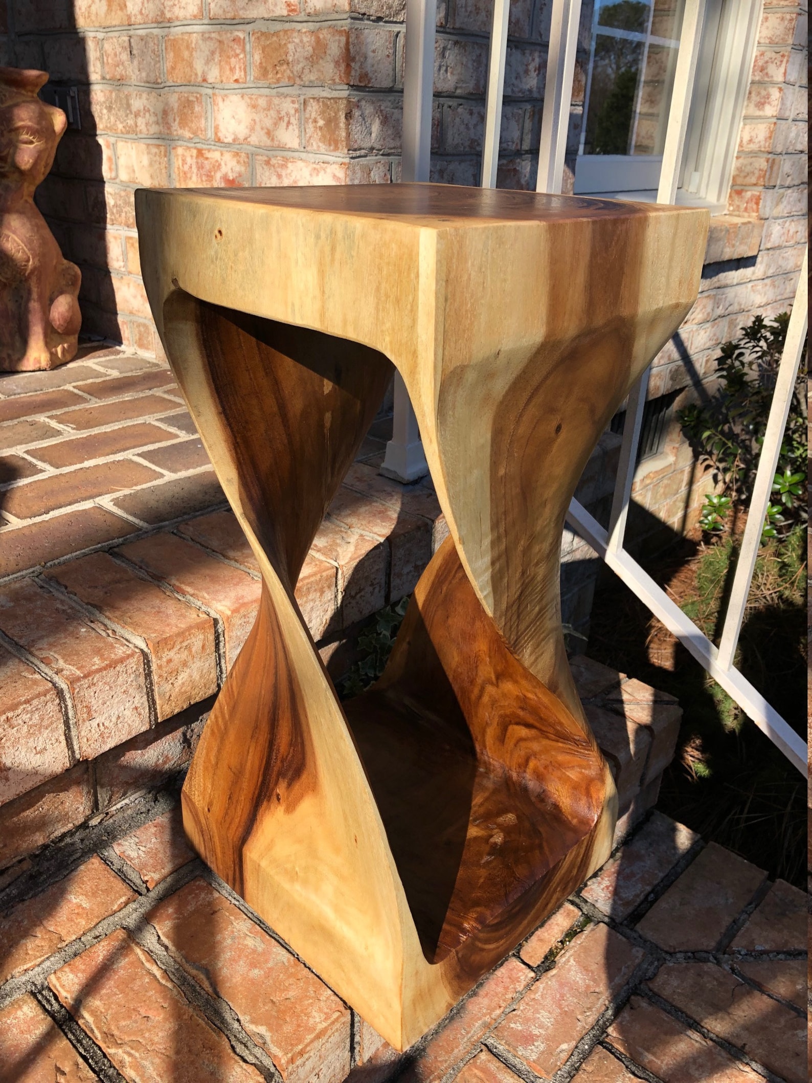 Acacia Wood Twisted Side Table: Teak Plant Stand or Stool - Etsy