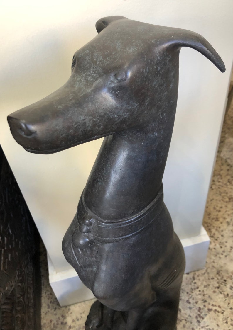 Set of Large Bronze Greyhound Sculptures Guard Dog Statues Pet - Etsy