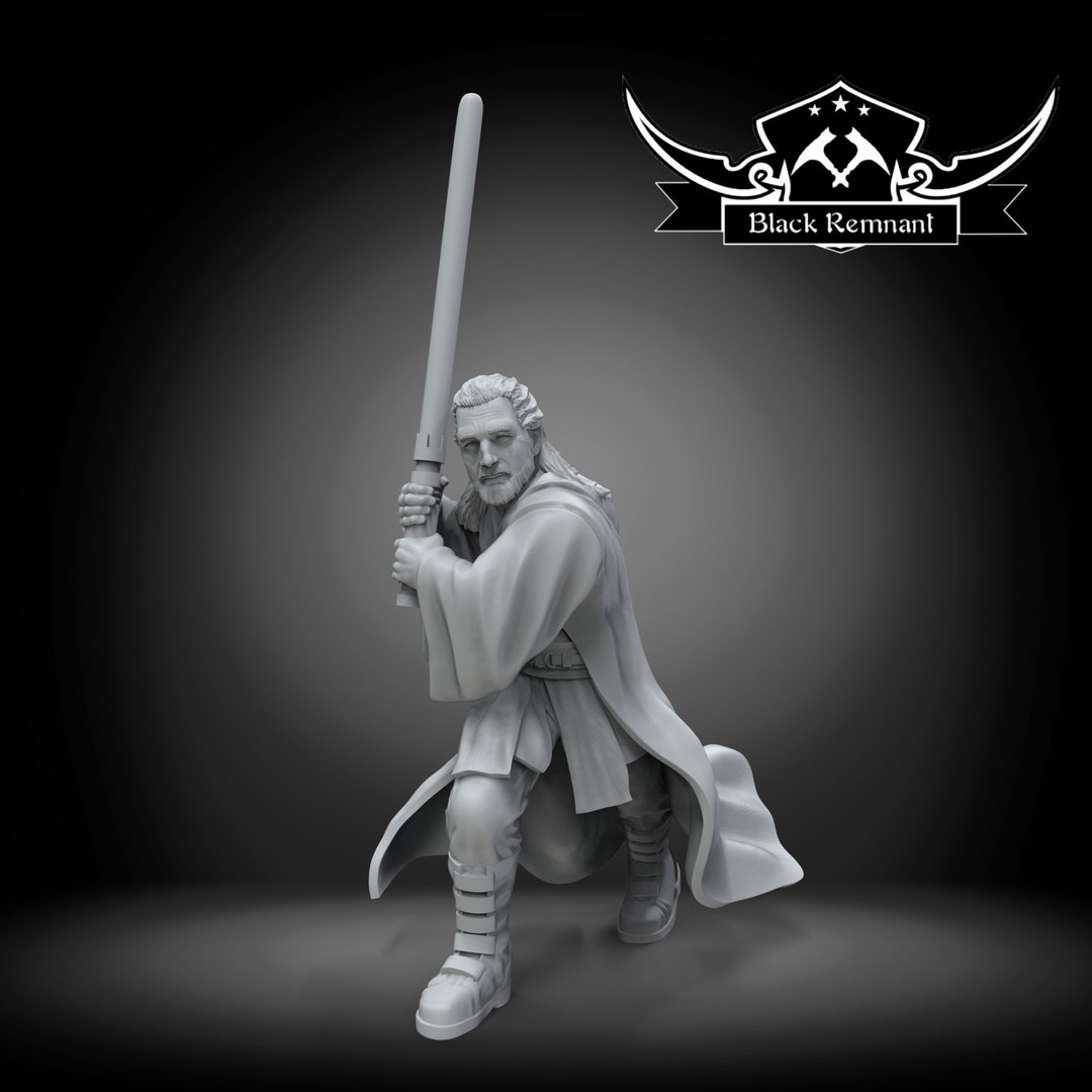 Qui Gon Jinn Black Remnant Legion Compatible 3d Printed Etsy