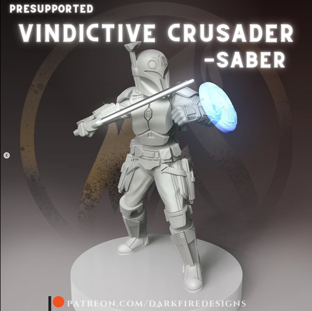 Vindictive Crusader Saber - DARK FIRE | Legion Compatible - 3D Printed ...