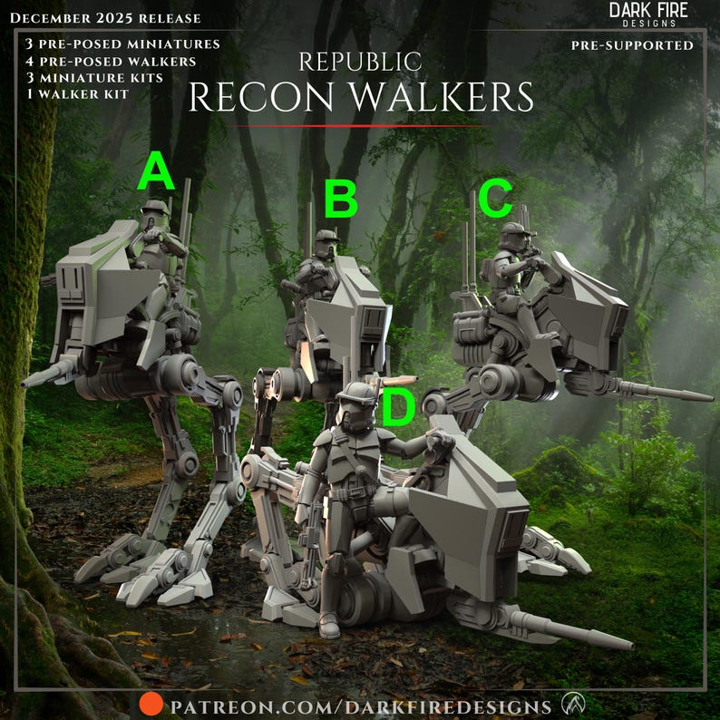 Republic Recon Walkers - DARK FIRE | Legion Compatible - 3D Printed - Etsy