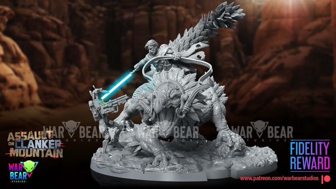 Jedi Master on Giant Lizard | War Bear Studios - Legion Compatible - 3D ...