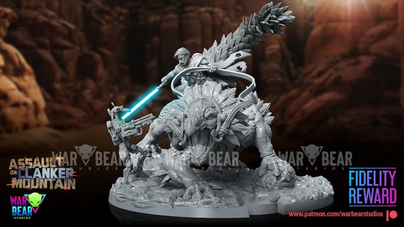 Jedi Master on Giant Lizard | War Bear Studios - Legion Compatible - 3D ...