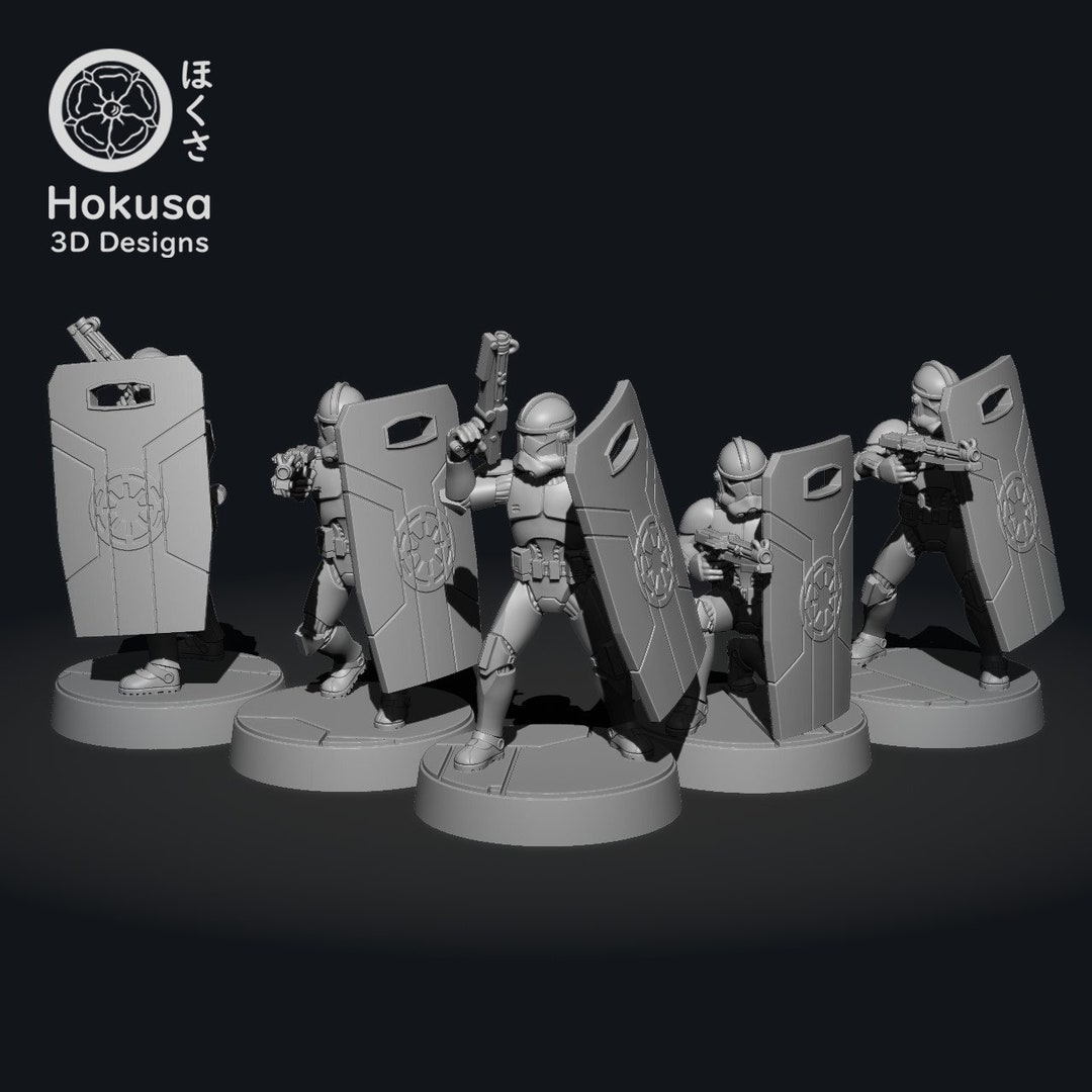Riot Shield Troopers (5) - Modular | Legion Compatible - 3D Printed ...