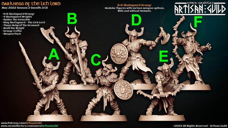 Skutagaard Draugr Skeletons D&D Pathfinder 3d Printed - Etsy