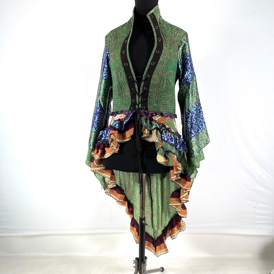 M. Boho Corset Dress With Long Silk Sleeves Seraphina Fantasy Steampunk ...