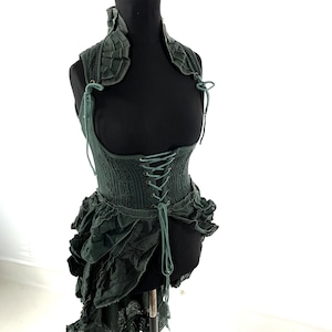 Elisa Cotton Boho Corset Dress in Dark Green. - Etsy