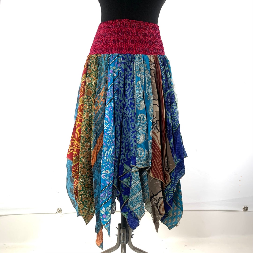 XL. Billie Long Handkerchief Skirt in One Size Elasticated Waist ...