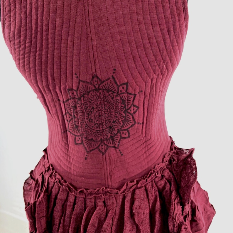 Elisa Cotton Boho Corset Dress in Red. - Etsy
