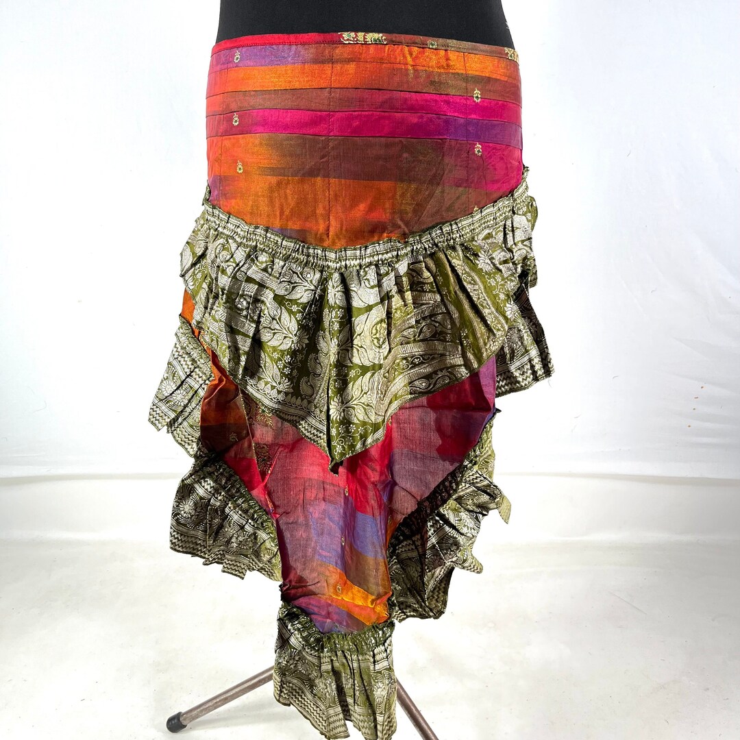 M/L. Bustle Wrap Over Skirt Vintage Silk Brocade, Luna; Tribal Belly ...