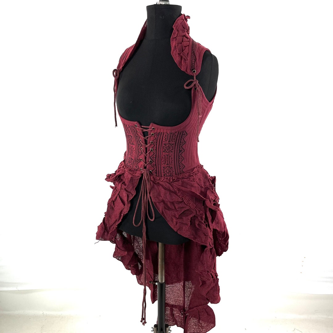 Elisa Cotton Boho Corset Dress in Red. - Etsy