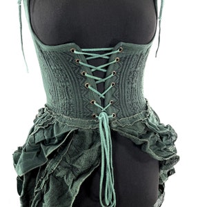 Elisa Cotton Boho Corset Dress in Dark Green. - Etsy
