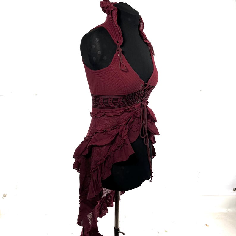 Bardot Boho Corset Dress in Maroon Red. - Etsy