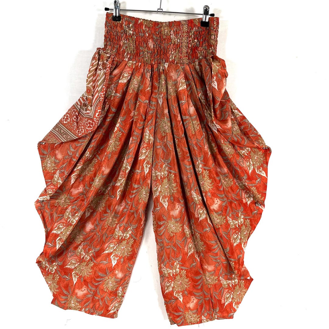 Caroline Waterfall Silk Harem Pants; Handmade One Size, Elasticated ...