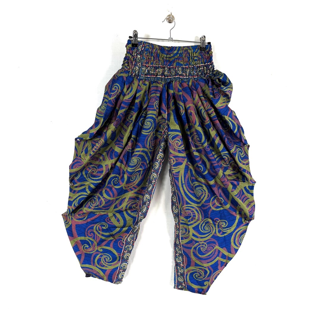 Caroline Waterfall Silk Harem Pants; Handmade One Size, Elasticated ...