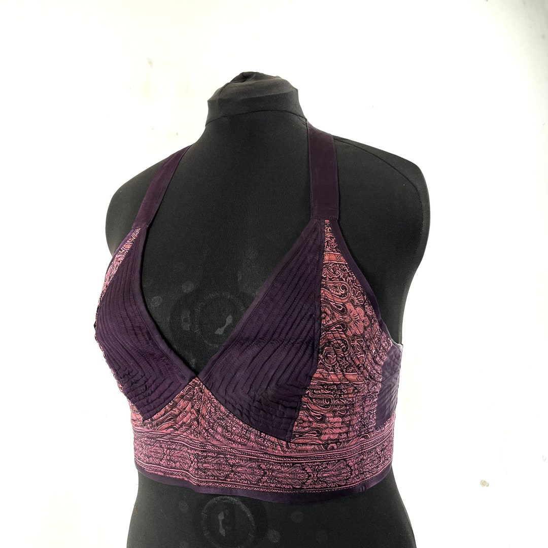 2XL Phoenix Tribal Top. New Cut Silk Brocade Halter Top Purple and Pink ...
