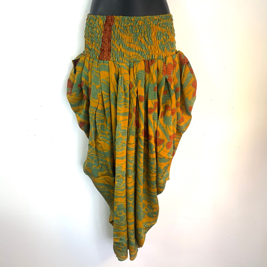 Caroline Waterfall Silk Harem Pants One Size, Elasticated Waist Comfy ...