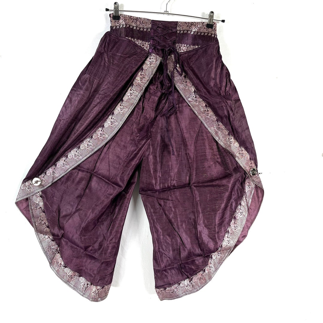 S/M. Tulip Palazzo Pants - Silk Brocade - Split Open Leg Harem Trouser ...