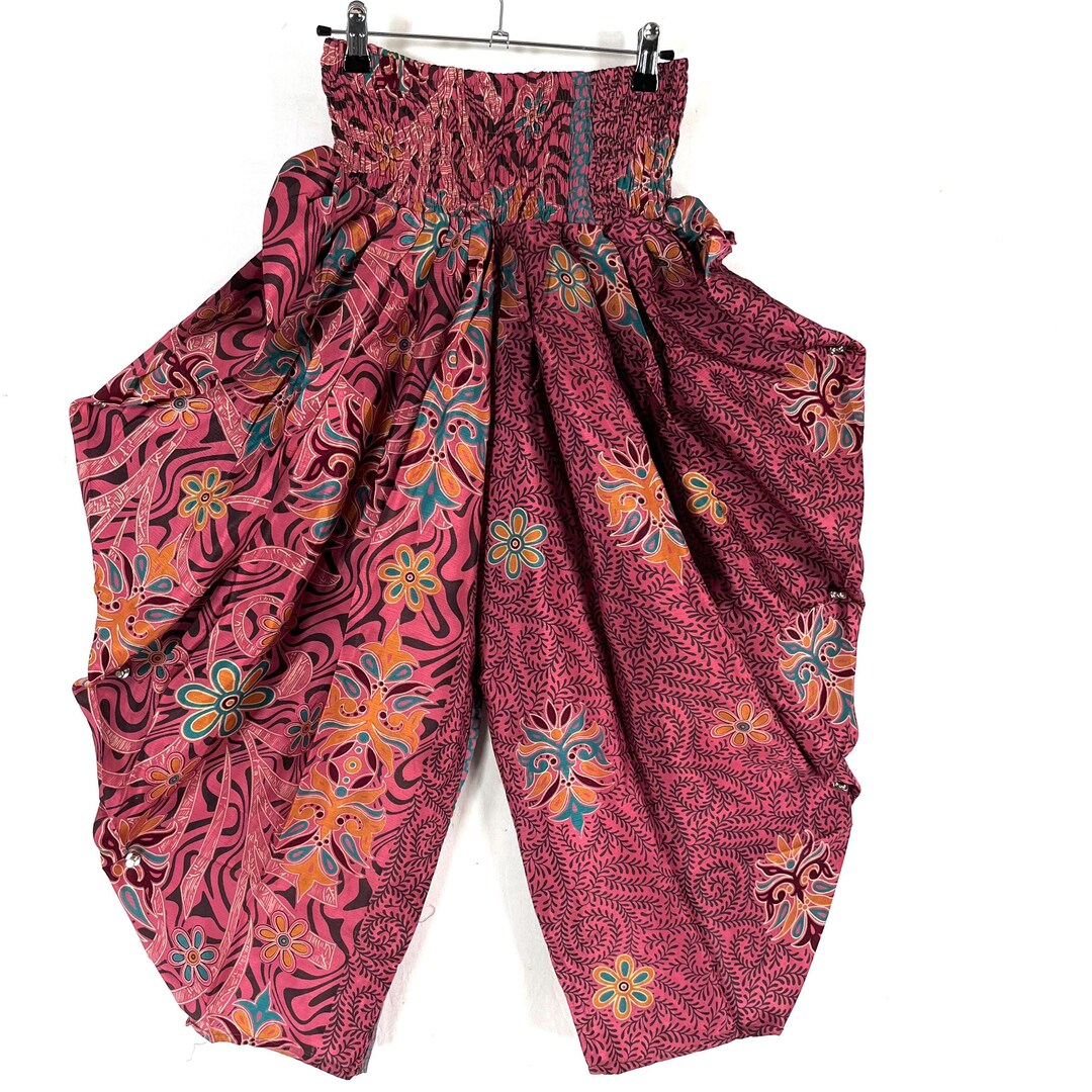 Caroline Waterfall Silk Harem Pants; Handmade One Size, Elasticated ...