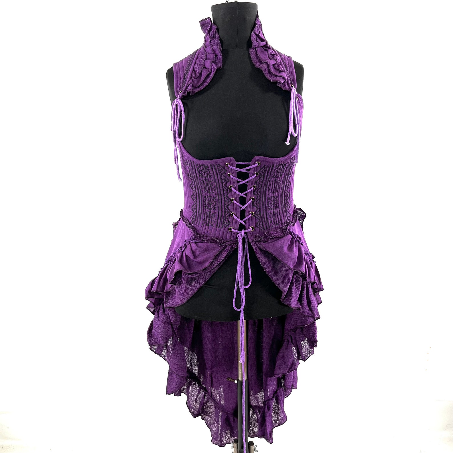 Elisa Cotton Boho Corset Dress in Purple. - Etsy