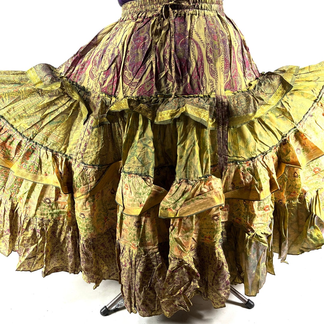 Yasmin XL 25 Yard Gypsy Silk Skirt in One Size Plus Our Boho Flamenco ...
