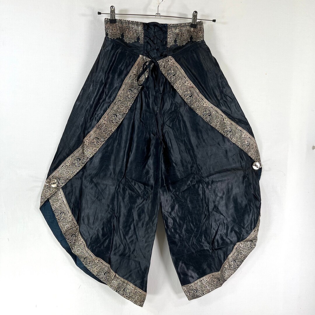 S/M. Tulip Palazzo Pants in Silk Brocade Split Open Leg Harem Trouser ...