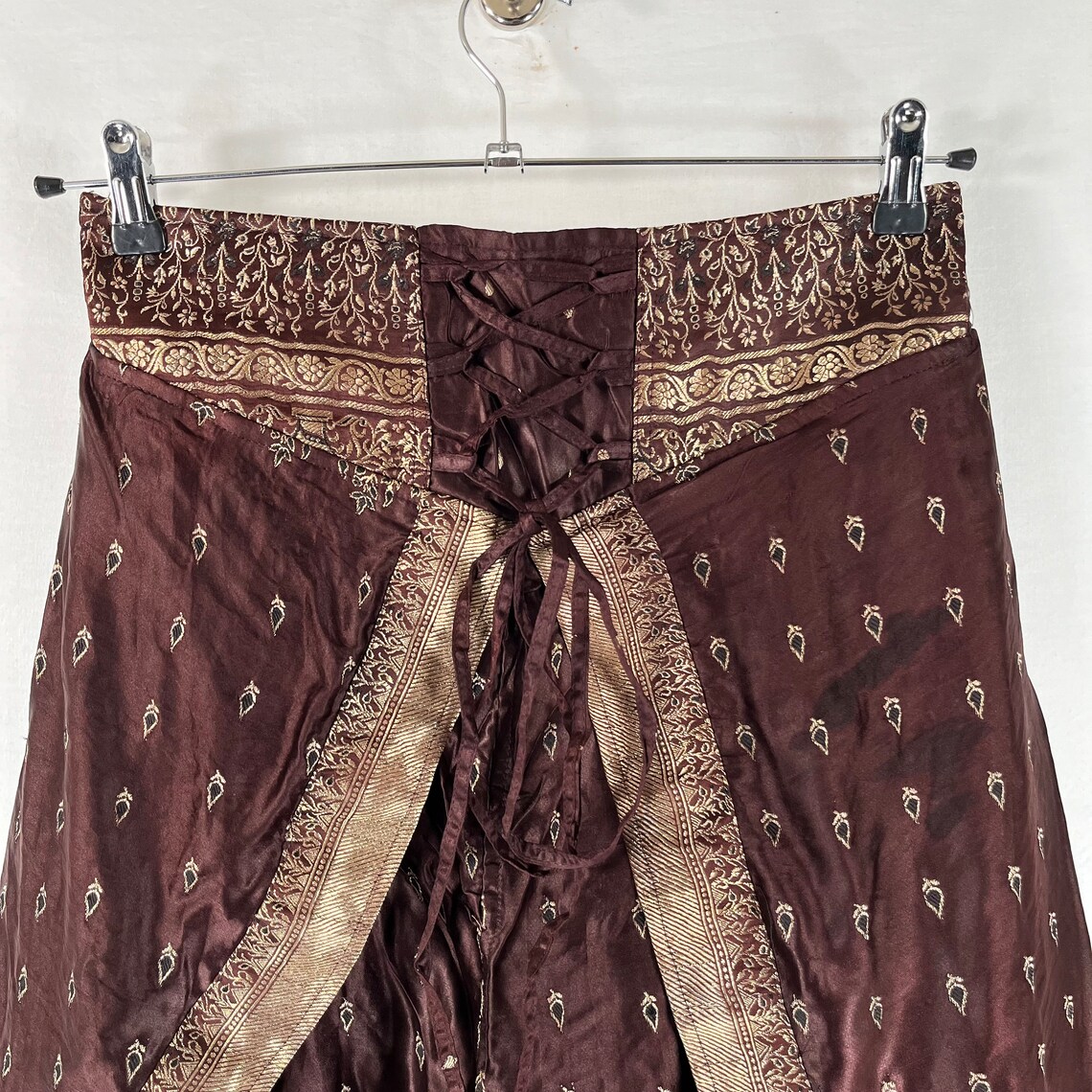 M/L. Tulip Palazzo Pants in Silk Brocade; Split Open Leg Harem Trouser ...
