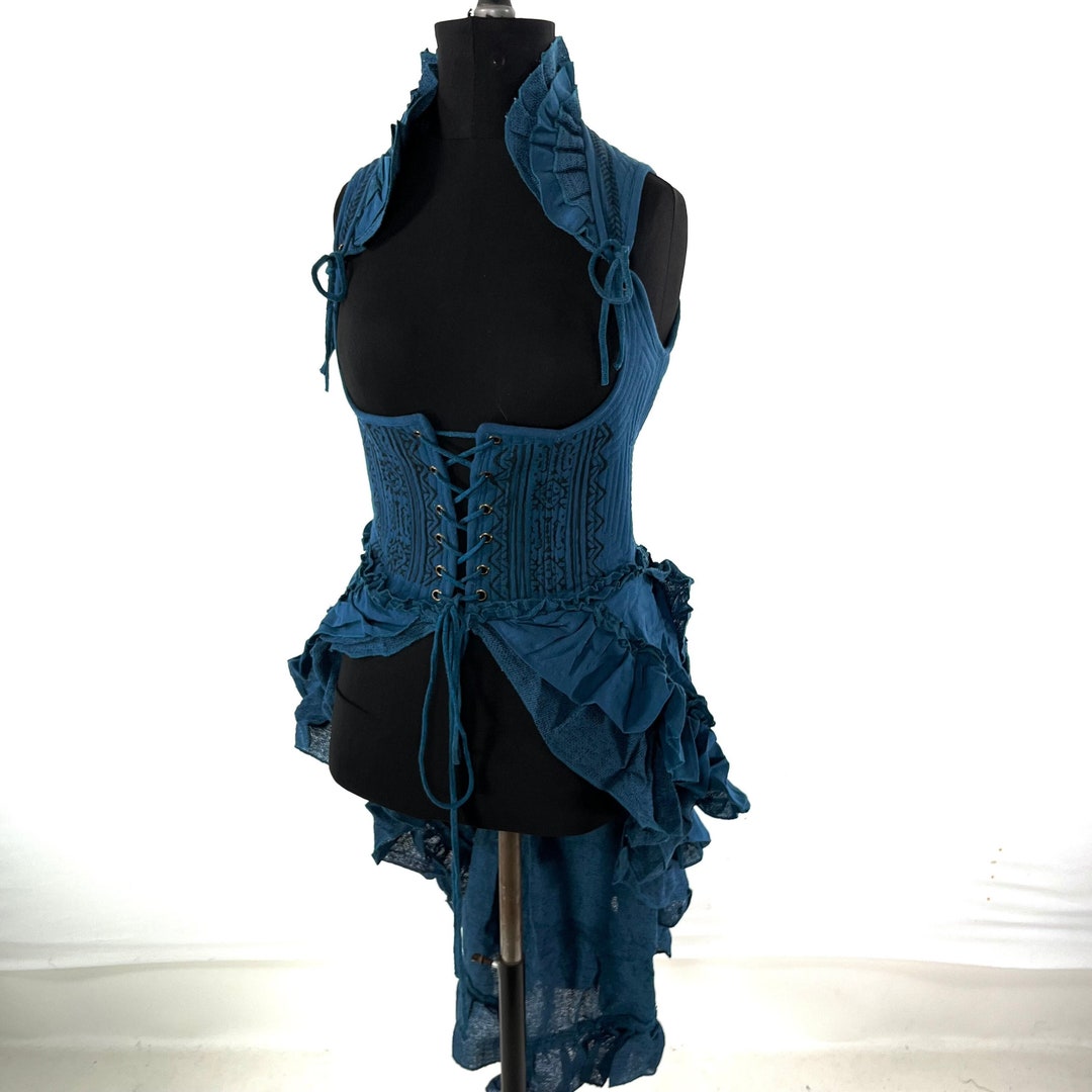 Elisa Cotton Boho Corset Dress in French Blue. - Etsy