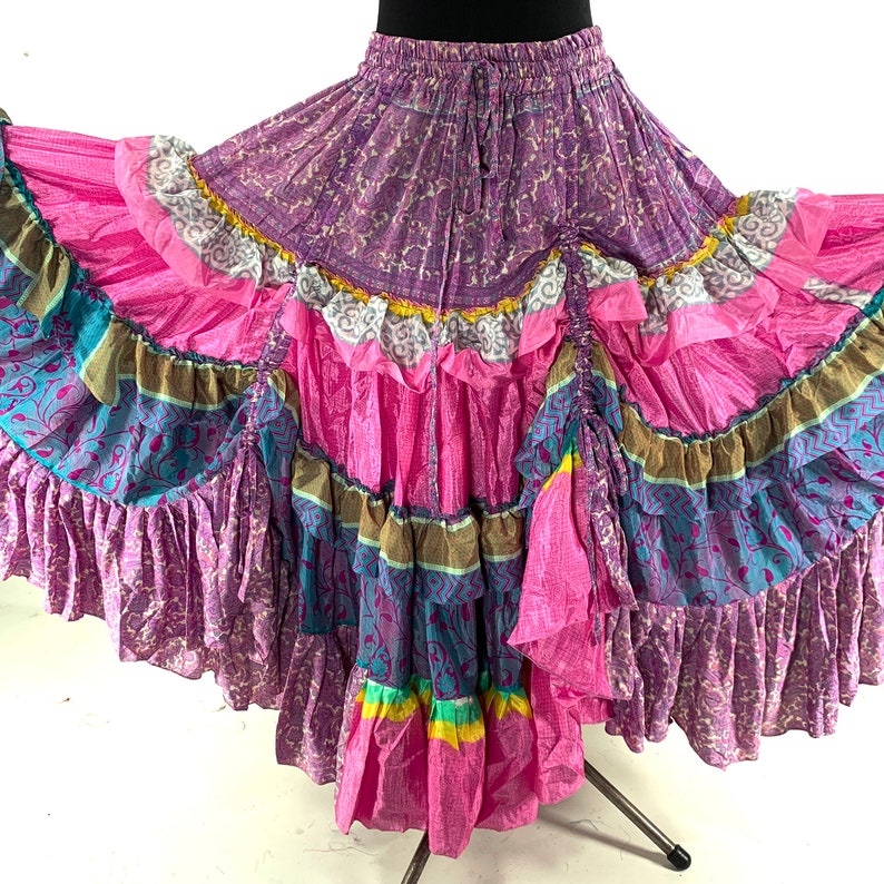 XL Jazmyn 25 Yard Skirt - Gypsy Light Summer Silk - Boho - Purple Pink ...