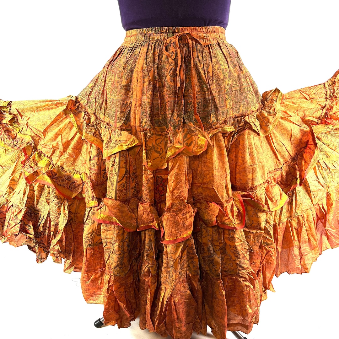 Yasmin XL 25 Yard Gypsy Silk Skirt in One Size Plus Our Boho Flamenco ...
