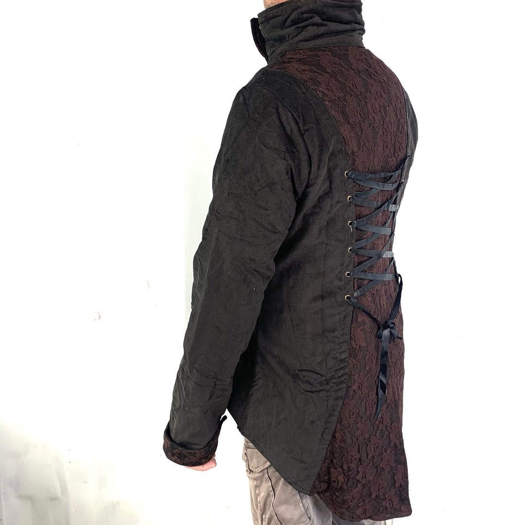 Steampunk Tailcoat Handmade in Brown Corduroy, a Cosy Fleece Lined Coat ...