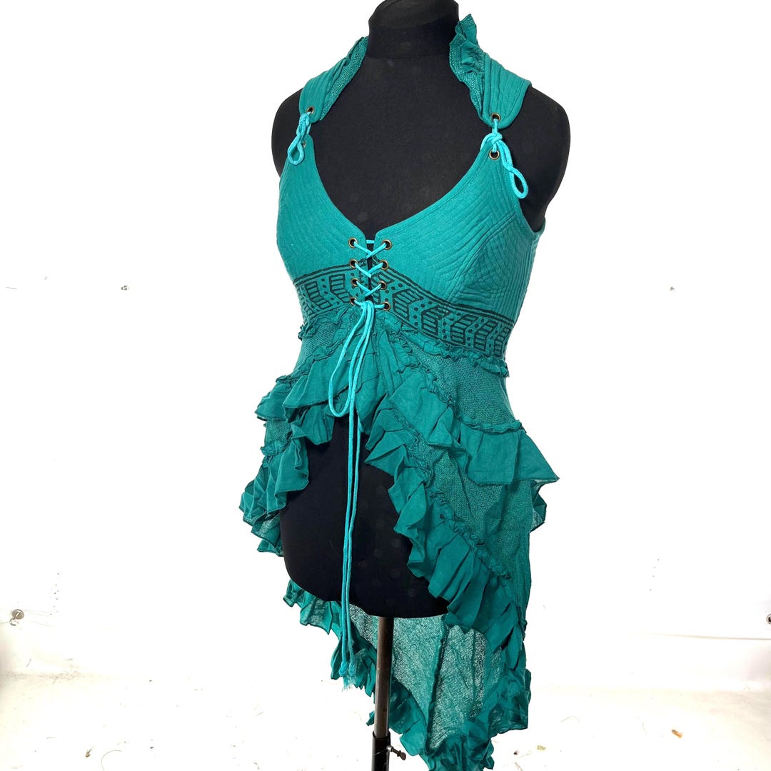 Bardot Boho Corset Dress in Aqua-marine. - Etsy