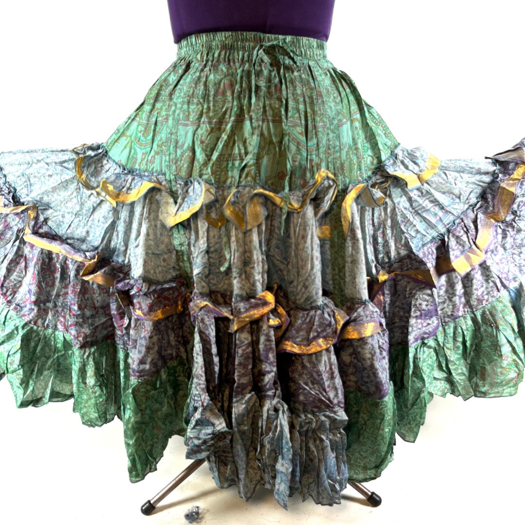 Yasmin XL 25 Yard Gypsy Silk Skirt in One Size Plus Our Boho Flamenco ...