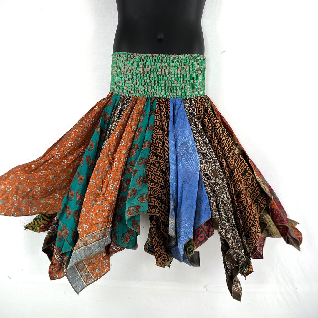 XL. Billie Long Handkerchief Skirt in One Size Elasticated Waist ...