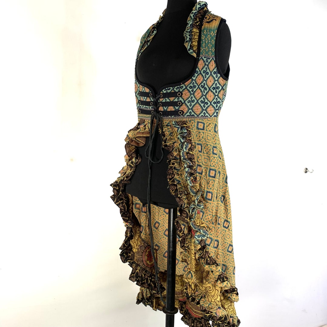 XL. Celeste Underbust Corset Dress With Adj Tail Length. Vintage Silk ...