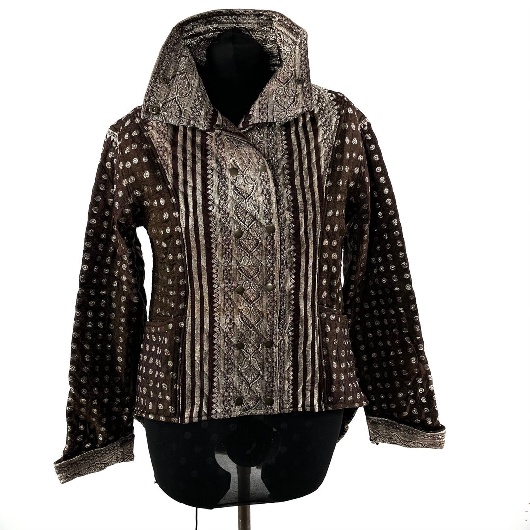 UK 2XL. Steampunk Coat a Silk Brocade Fleece Lined Tailcoat With ...