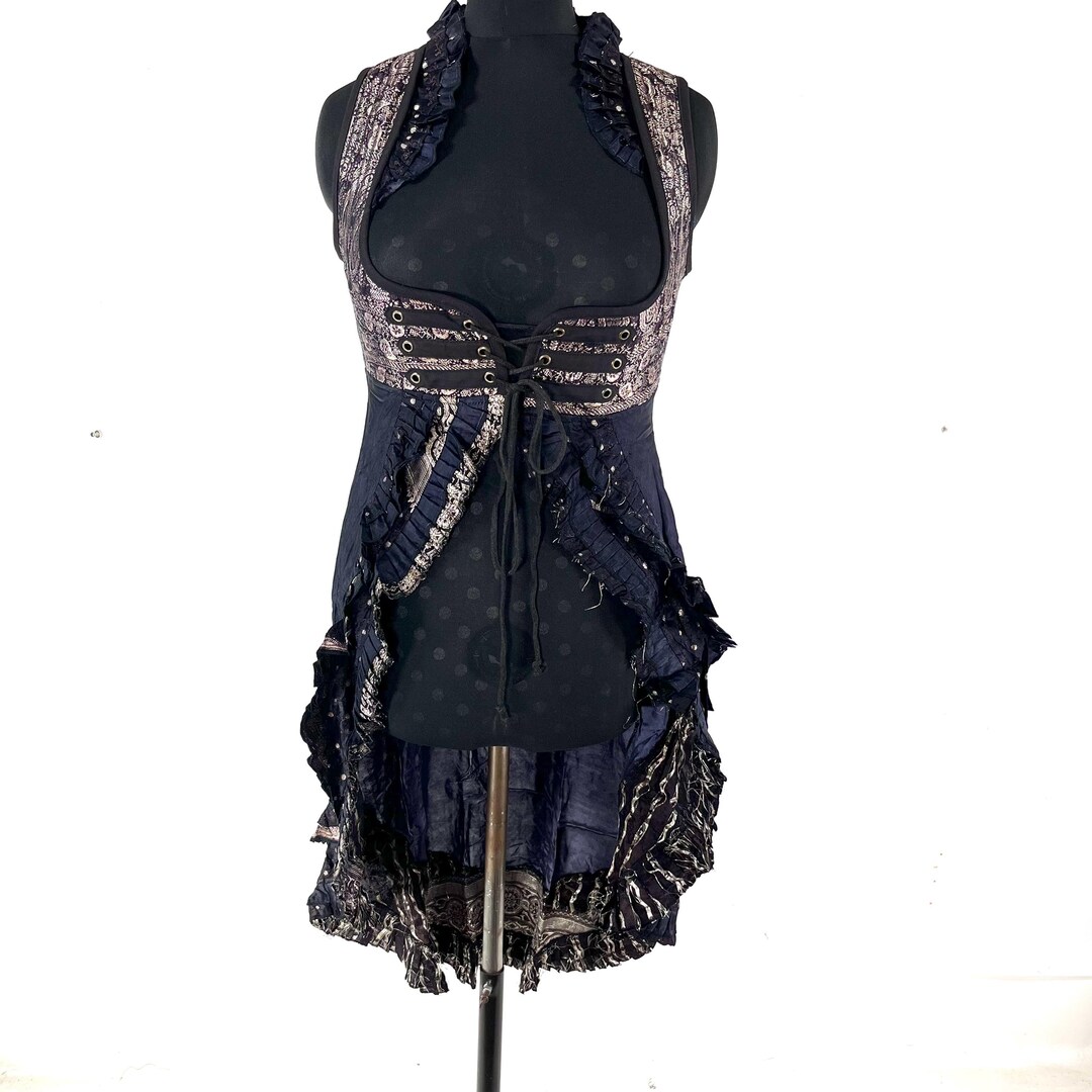 XL Alaxi Bustier Dress; Slate Grey Under-bust Corset Dress in Vintage ...
