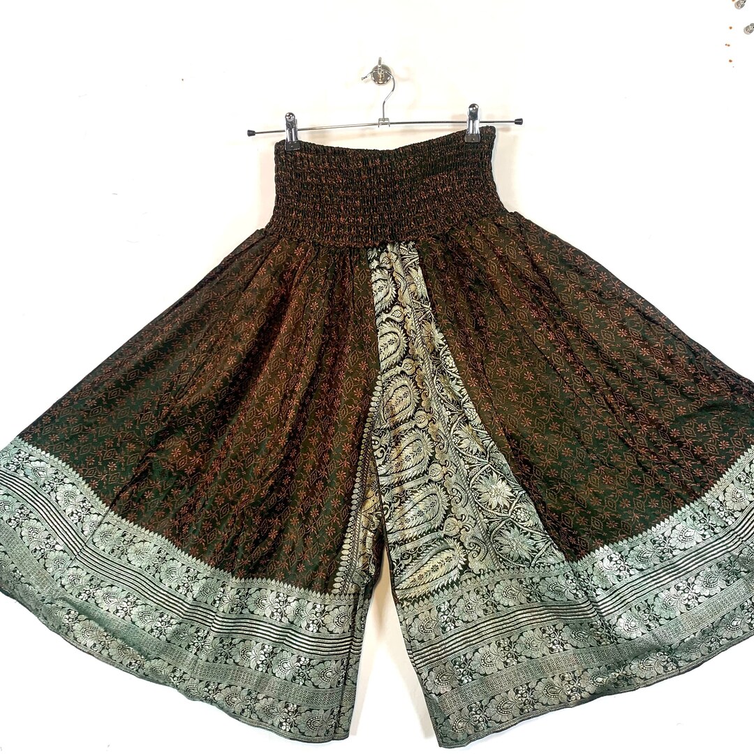 Marion Plus Plus Size Short Leg Culottes in Silk Brocade With ...