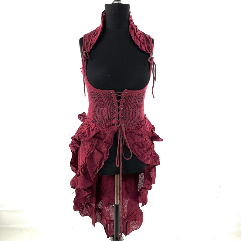Elisa Cotton Boho Corset Dress in Red. - Etsy