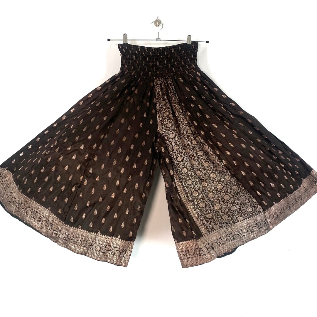 Martha Plus Size Short Leg Culottes in Silk Brocade With XL Elasticated ...