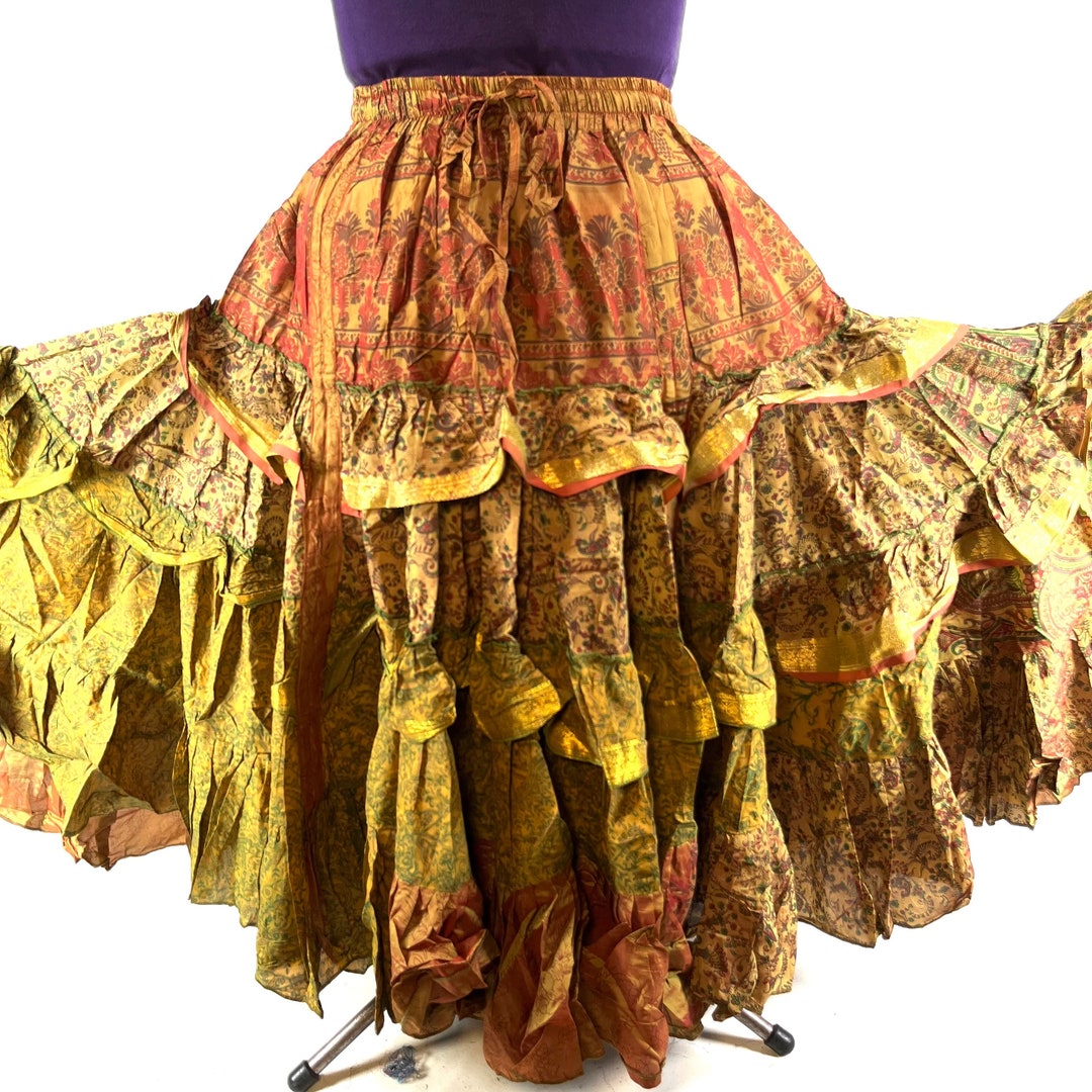 Yasmin XL 25 Yard Gypsy Silk Skirt in One Size Plus Our Boho Flamenco ...
