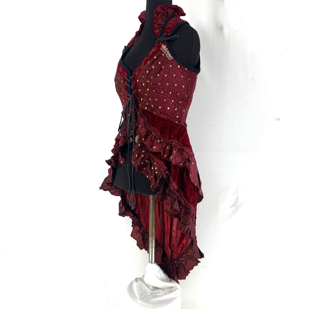L. Cosmo Silk & Velvet Corset Dress. Steampunk, Larp, Flamenco, Tribal ...